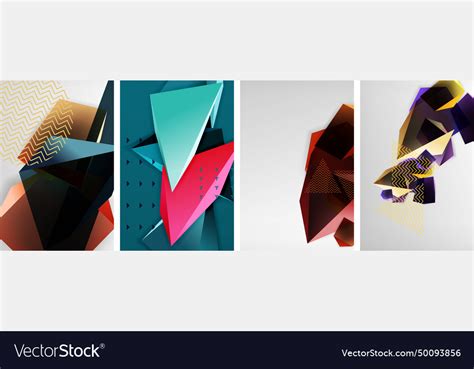 Trendy Low Poly 3d Triangle Shapes And Other Vector Image