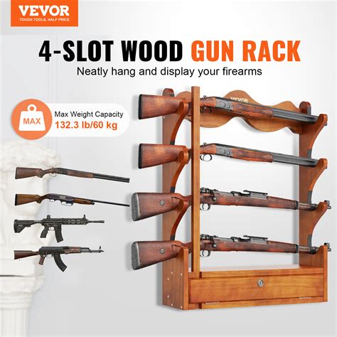 Vevoe Gun Rack Wood Metal Gun Rack Wall Mount Gun Display Racks Max 5
