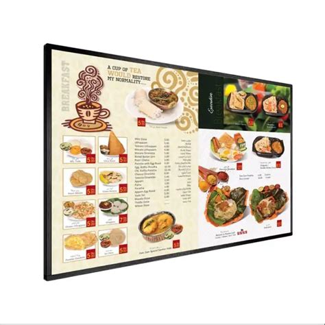 Wall Mounted Menu Board Digital Advertising Display Lcd Digital
