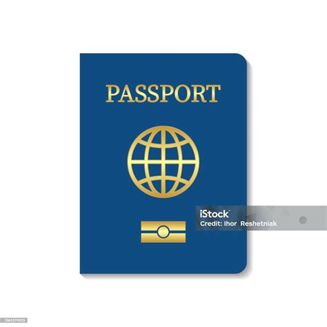 Vetores De Capa De Passaporte De Couro Com Chip Cobertura Azul Do Cidadão Do Passaporte Modelo