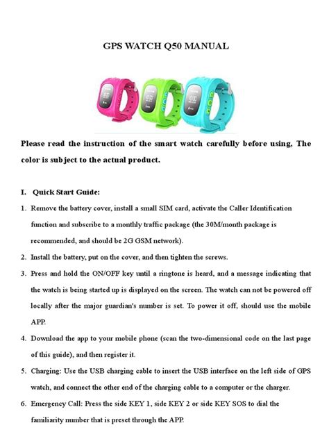 Gps Watch Q50 User Manual Pdf Smartwatch Watch