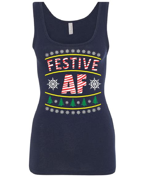 Festive Af Womens Tank Top Merry Christmas Xmas Funny Holiday Ho Ho Ho