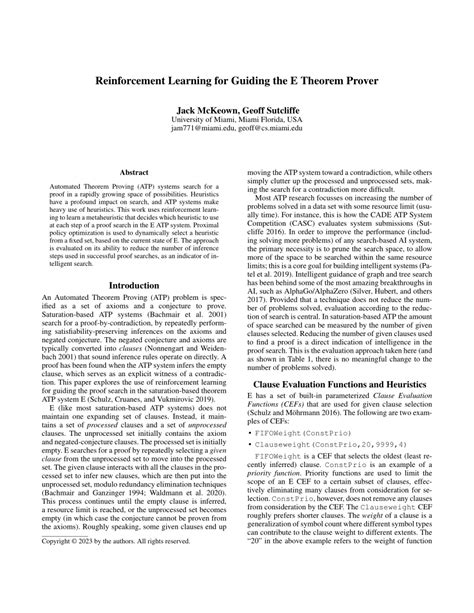 Pdf Reinforcement Learning For Guiding The E Theorem Prover