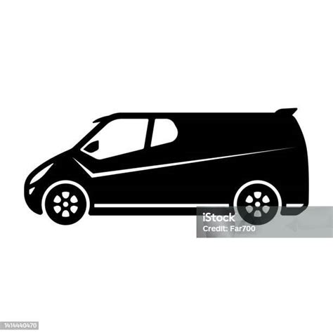 밴 아이콘입니다 화물 미니 밴 미니 버스 블랙 실루엣 측면보기 벡터 간단한 평면 그래픽 일러스트레이션 흰색 배경에 격리된 개체입니다 격리 개념에 대한 스톡 벡터 아트 및