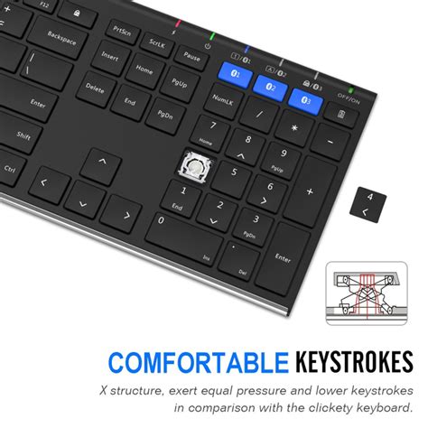 Arteck Hb192 Universal Bluetooth Keyboard Multi Device Stainless Steel Full Size Wireless