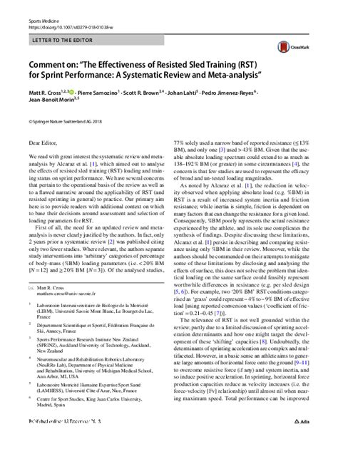 Pdf Comment On “the Effectiveness Of Resisted Sled Training Rst
