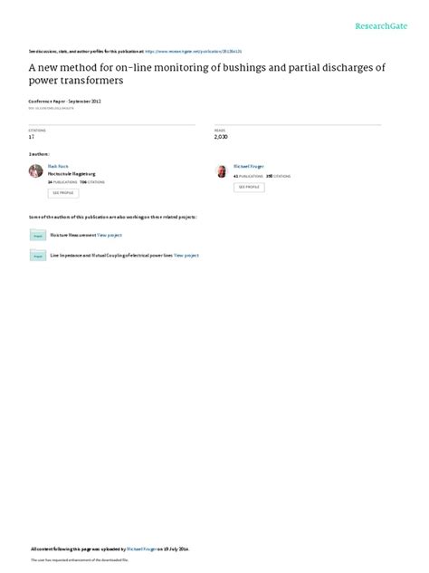 A New Method For On Line Monitoring Of Bushings And Partial Discharges Of Power Transformers