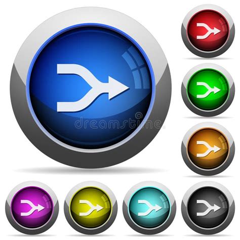 Merge Arrows Round Glossy Buttons Stock Vector Illustration Of