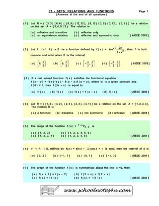 Sets Relations And Functions PDF Sets Relations And Functions PDF