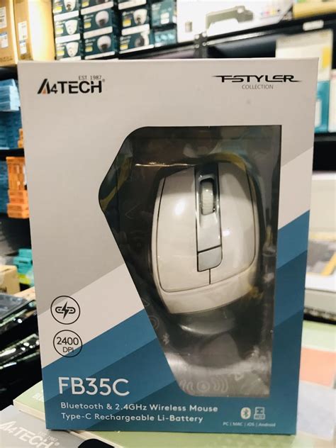 A4tech Fstyler Fb35c Rechargeable Bluetooth And 2 4g Wireless Mouse Icy White Computers And Tech