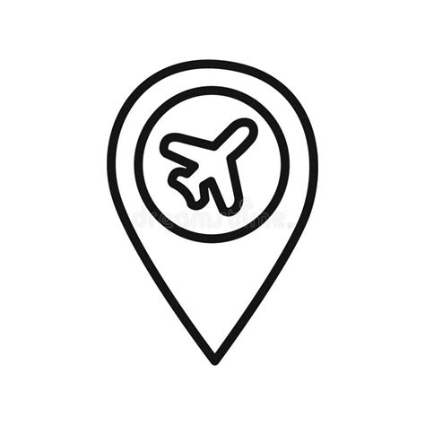 Airport Location Icon Linear Graphics Set Vector Stock Vector