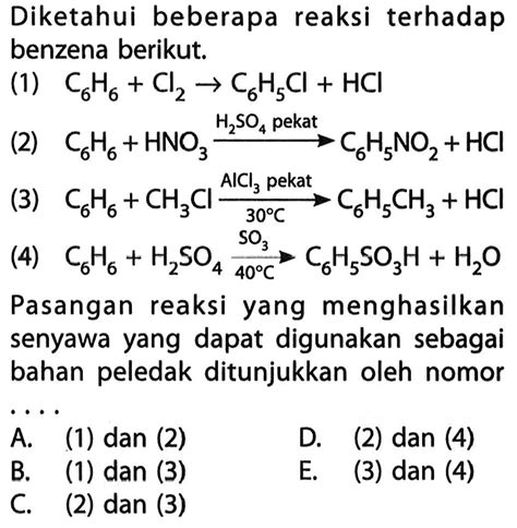 Perhatikan tabel rumus struktur senyawa benzena dan kegun...