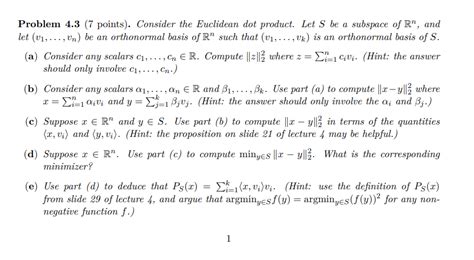 Solved Problem 4 3 7 Points Consider The Euclidean Dot Chegg Com