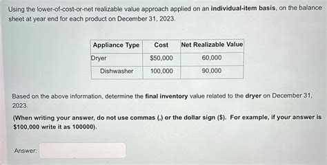 solved using the lower of cost or net realizable value