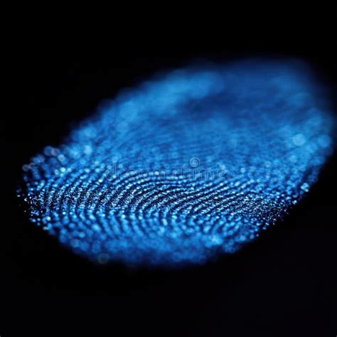 Blue Fingerprint Macro On Dark Background Glowing In Detail Stock Illustration Illustration