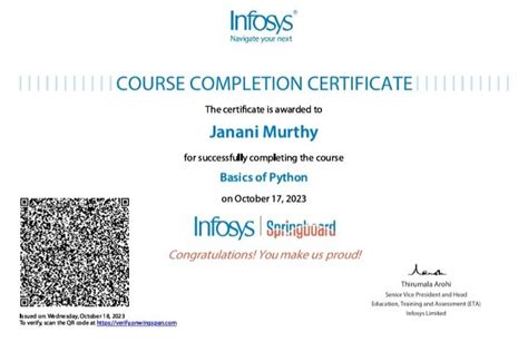 Python Learning Certification Janani M
