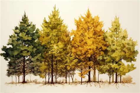A Close Up Of Four Different Trees With Different Shapes And Sizes