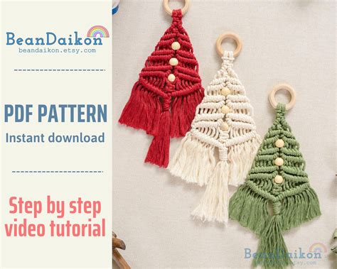 christmas tree macrame pattern pdf instuction how to pattern etsy