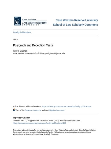 Polygraph And Deception Tests Pdf Polygraph Validity Statistics