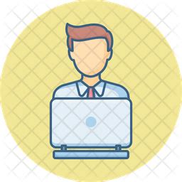 Man Working Icon Download In Colored Outline Style