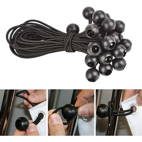 15 Cm 10 Stk Pose 3 Kuglehoved Bungee Reb Telt Med Plastic Ball Bungee