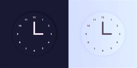 Clock Application On Light And Dark Background Concept Of Ui Design Day And Night Variant