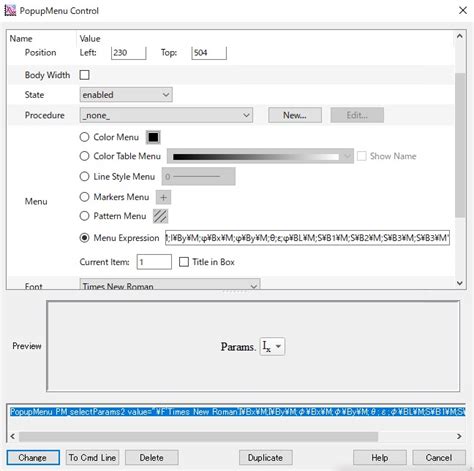 formatted popup menu items igor pro by wavemetrics