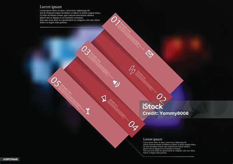 빨간색 사각형이 있는 일러스트 인포그래픽 템플릿 5에 대한 스톡 벡터 아트 및 기타 이미지 5 분할 자르기 Istock