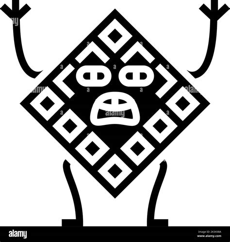 Waffle Dessert Character Glyph Icon Vector Illustration Stock Vector