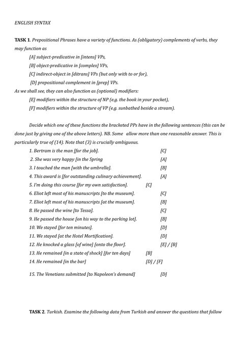 English Syntax Chapter 2 Lesson 2 English Syntax Task 1
