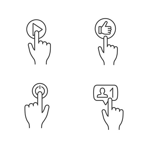 App Buttons Linear Icons Set Click Play Like Power New Follower