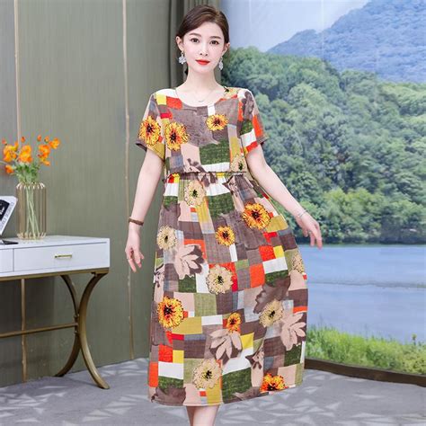 Купити Повсякденні квіткові сукні для жінок Елегантна літня довга сукня з коротким рукавом