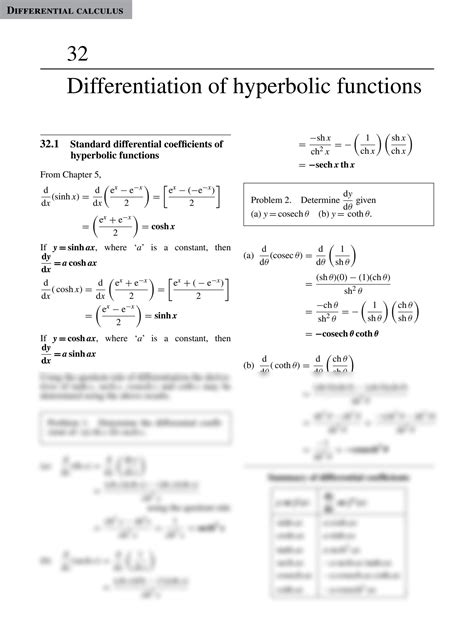Solution Differentiation Of Hyperbolic Functions Studypool