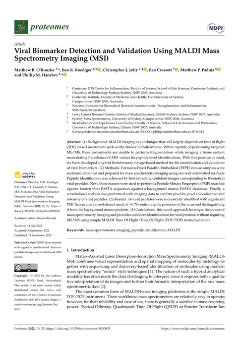 pdf viral biomarker detection and validation using maldi mass