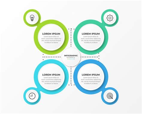 infographic 원형 요소 템플릿은 워크플로 레이아웃 다이어그램 번호 옵션에 사용할 수 있습니다 프리미엄 벡터
