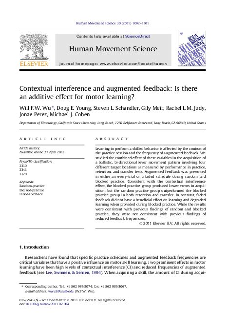 pdf contextual interference and augmented feedback is there an