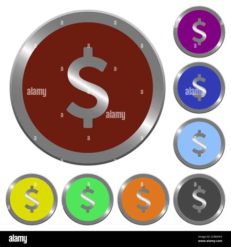 Set Of Glossy Coin Like Color Dollar Sign Buttons Stock Vector Image