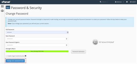 How To Change CPanel Password KnownHost