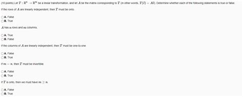 solved 10 points let t r r be a linear transformation
