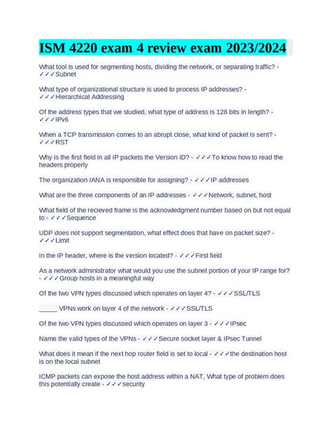 Ism 4220 Exam 4 Review Exam 20232024 Exams Public Health Docsity