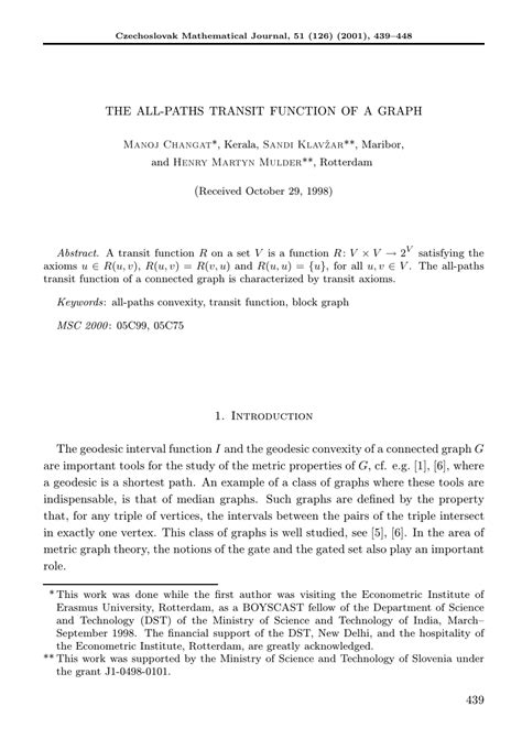 Pdf The All Paths Transit Function Of A Graph