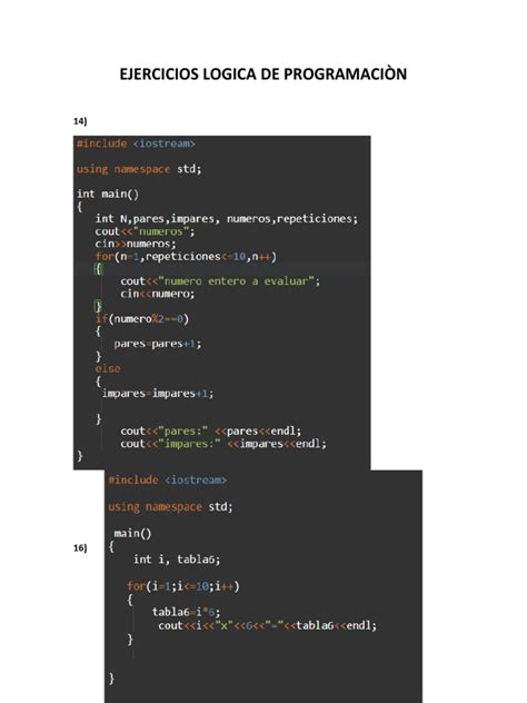 Ejercicios Logica De ProgramaciÒn Pdf