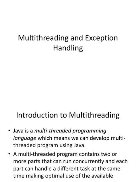 Multithreading And Exception Handling Pdf Thread Computing