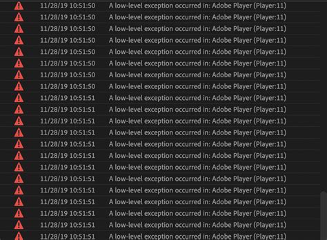 A Low Level Exception Occurred In Adobe Player P Adobe Community