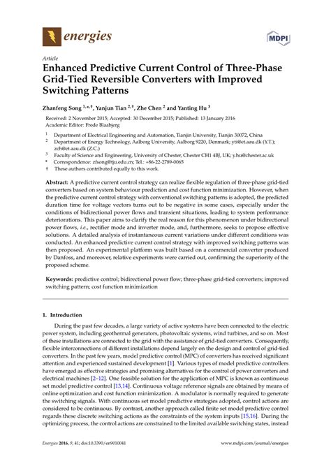 pdf enhanced predictive current control of three phase grid tied