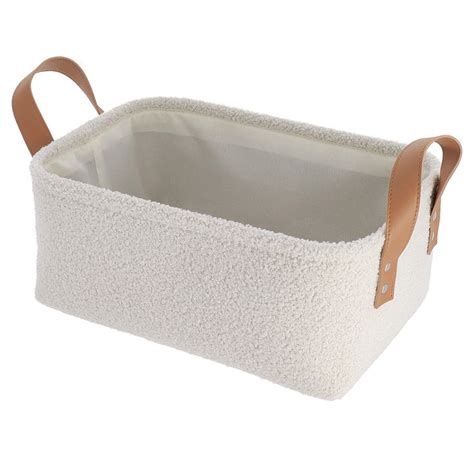 Rectangular Teddy Flush Baskets Cream Set Of 3 Various Sizes