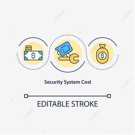 Icono De Concepto De Costo Del Sistema De Seguridad Complejo De Ubicación Lineal Vector Png