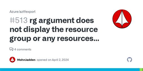 Rg Argument Does Not Display The Resource Group Or Any Resources Within