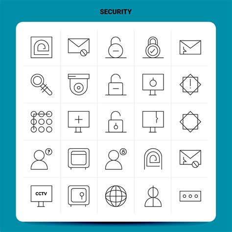 Outline 25 Security Icon Set Vector Line Style Design Black Icons Set