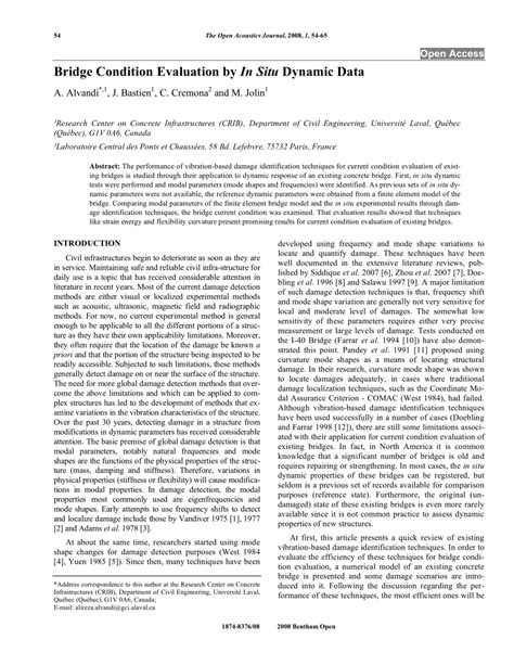 Pdf Bridge Condition Evaluation By In Situ Dynamic Data